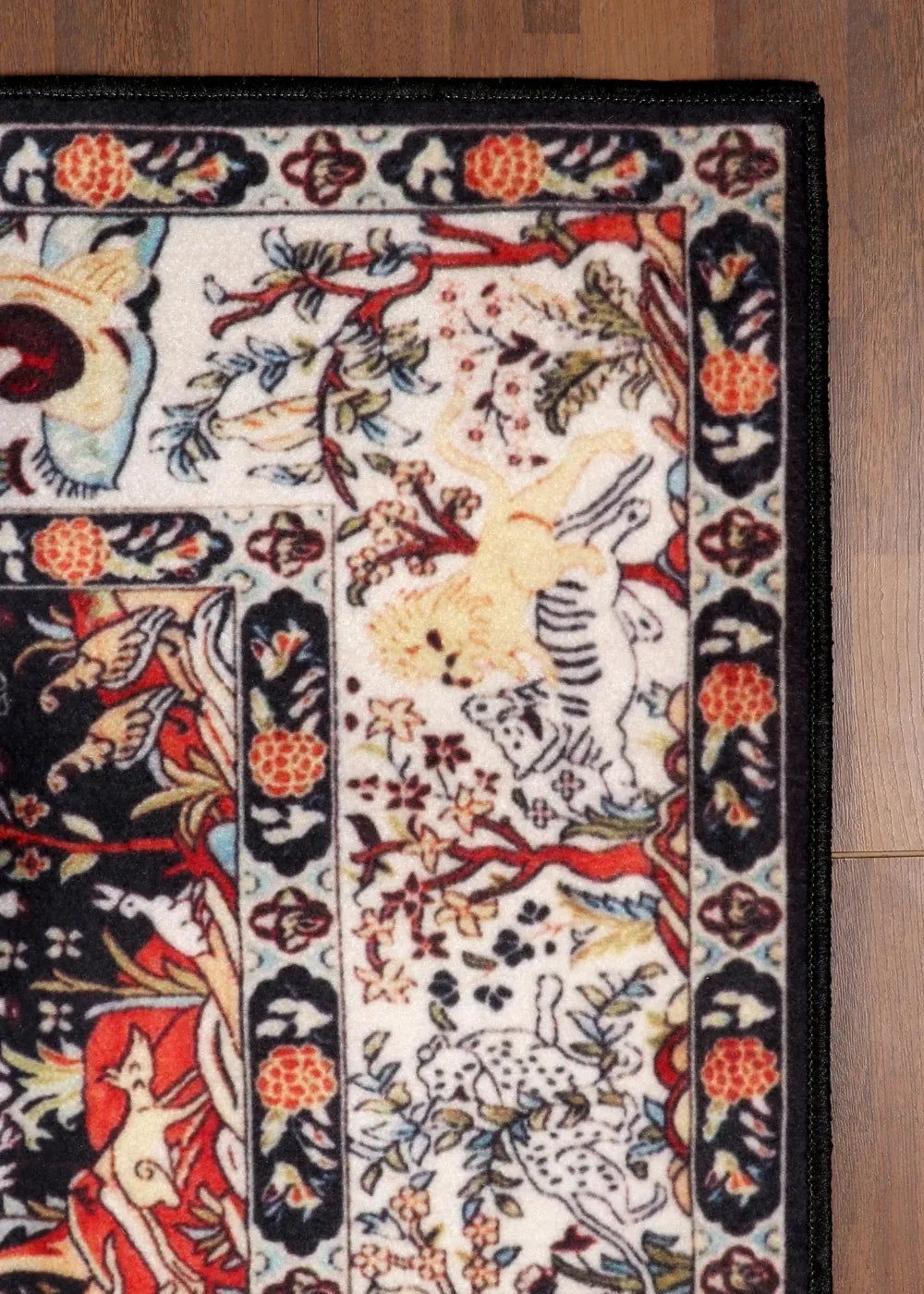Vintage-Inspired Hunting Scene Rug – Black & Multicolor with TPR Backi ...